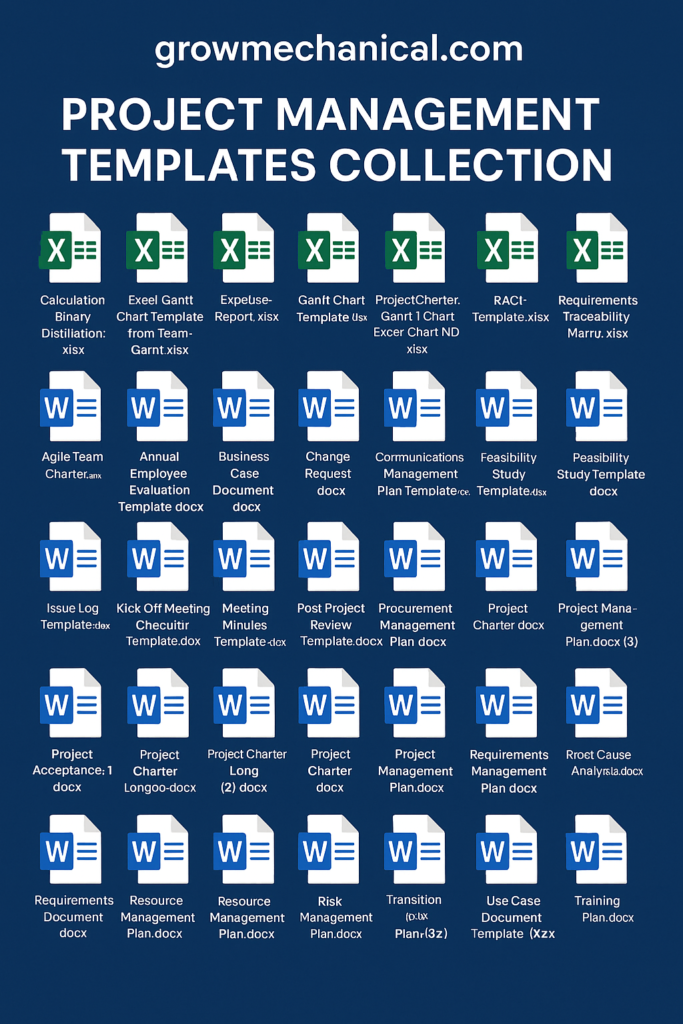 PROJECT MANAGEMENT TEMPLATES – DOWNLOAD & CUSTOMIZE | GROWMECHANICAL ...